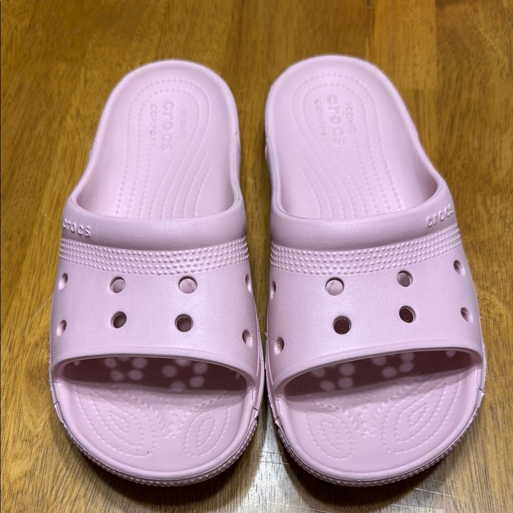 Crocs Light Pink Slide Sandals - Gem